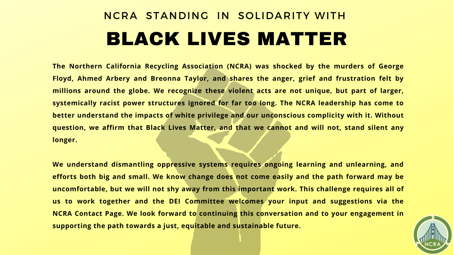 Standing in Solidarity: BLM Statement, 10/20 – Northern California ...